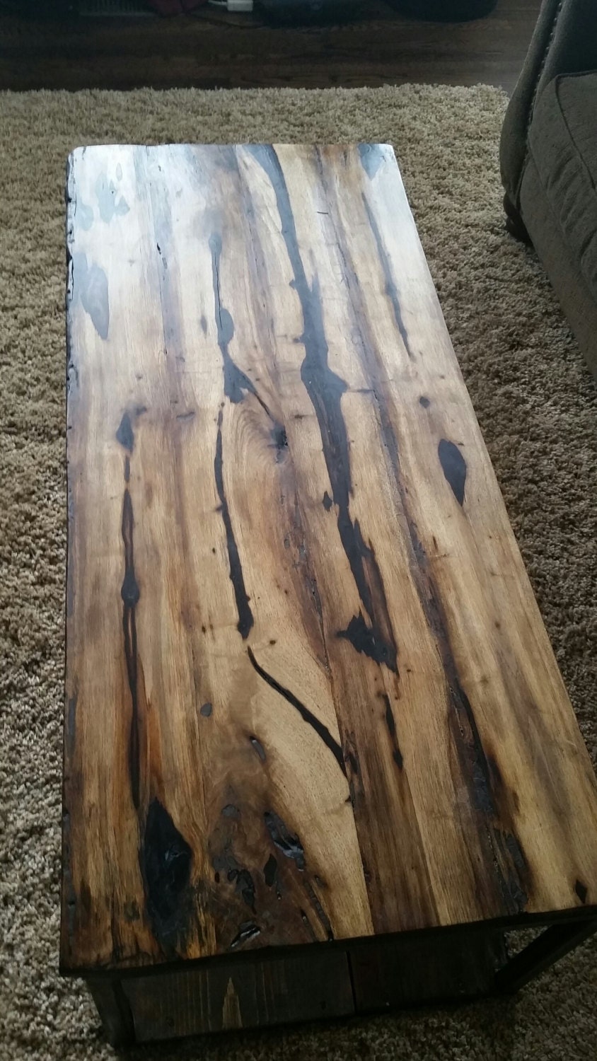 Coffee Table- Rustic- Industrial Persimmon- W/metal Base and Barn-wood ...