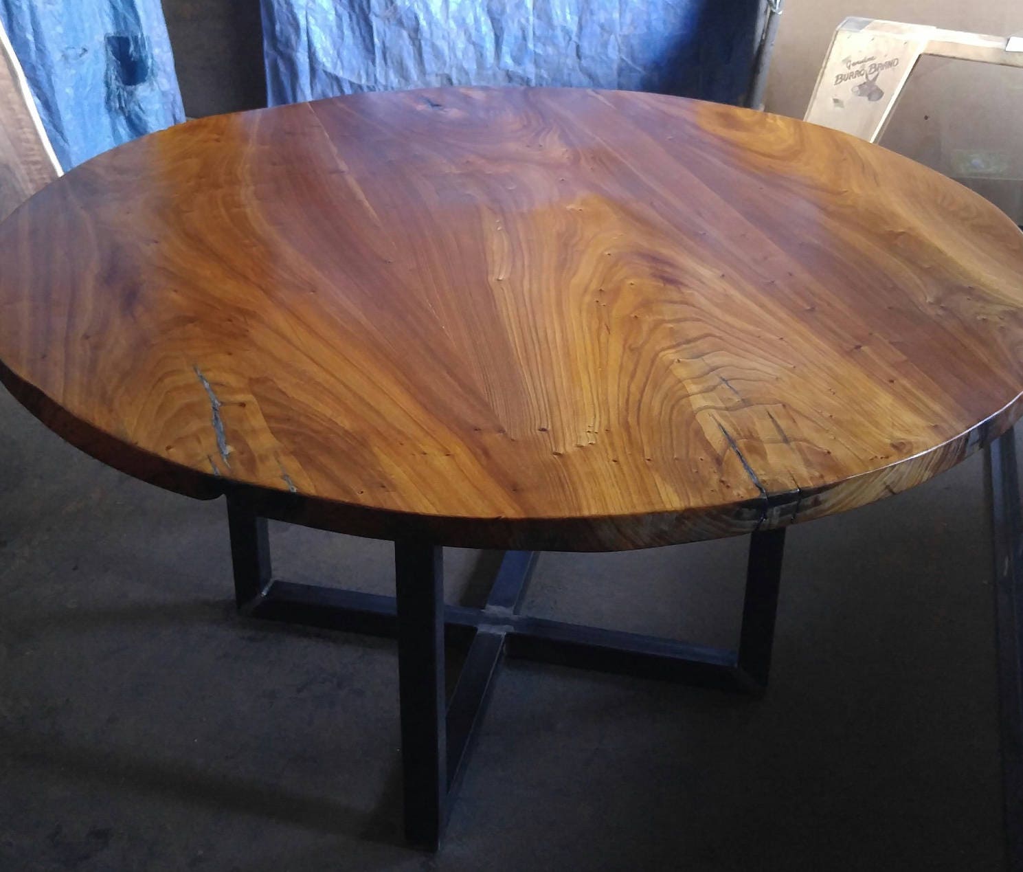 Hardwood Round Tables Circle of Beauty with X shaped metal | Etsy