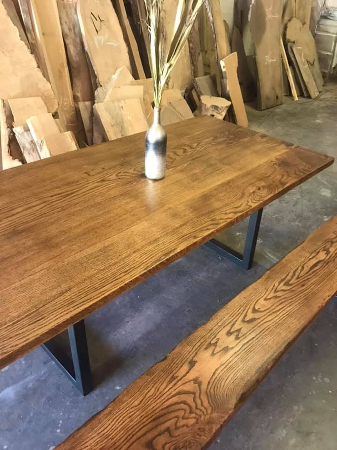 The Classic Oak- Contemporary Style Solid Chestnut Oak Table With Metal ...