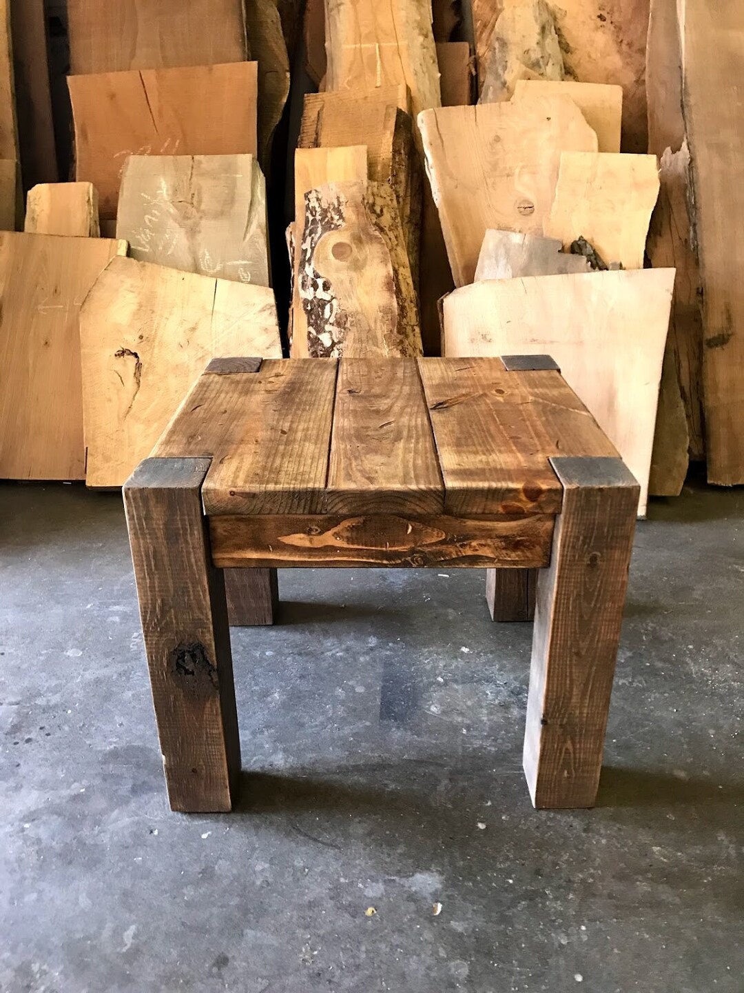 Wooden Rustic Side Table Made From Aged Wood - Etsy