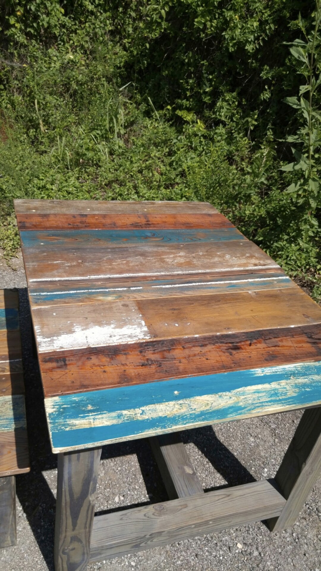 Rustic Beach Shack Table- With Wooden Trestle Base - Etsy