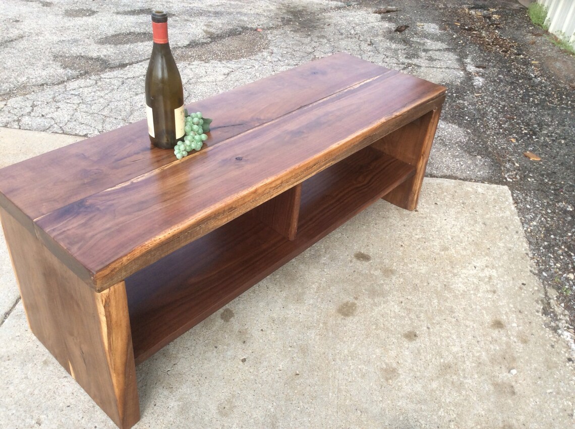 Coffee Table/bench W/ Storage Sleek Black Walnut - Etsy