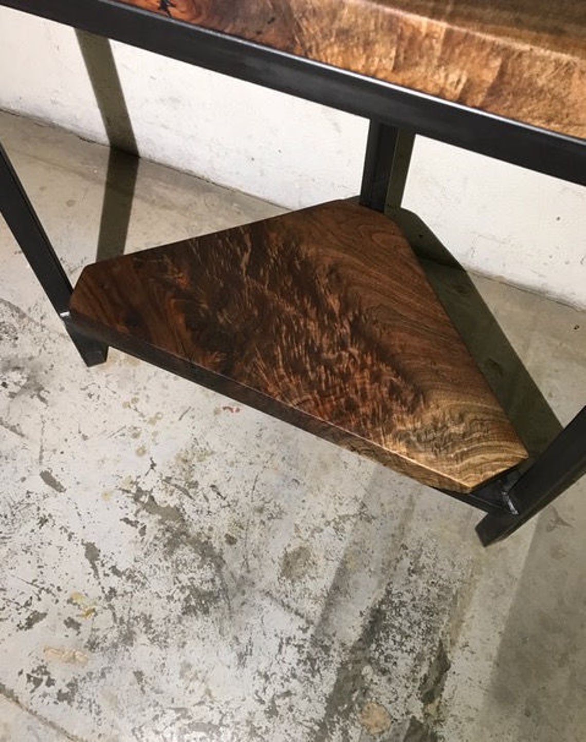 Corner Stand Black Walnut Industrial Style With Metal Base - Etsy