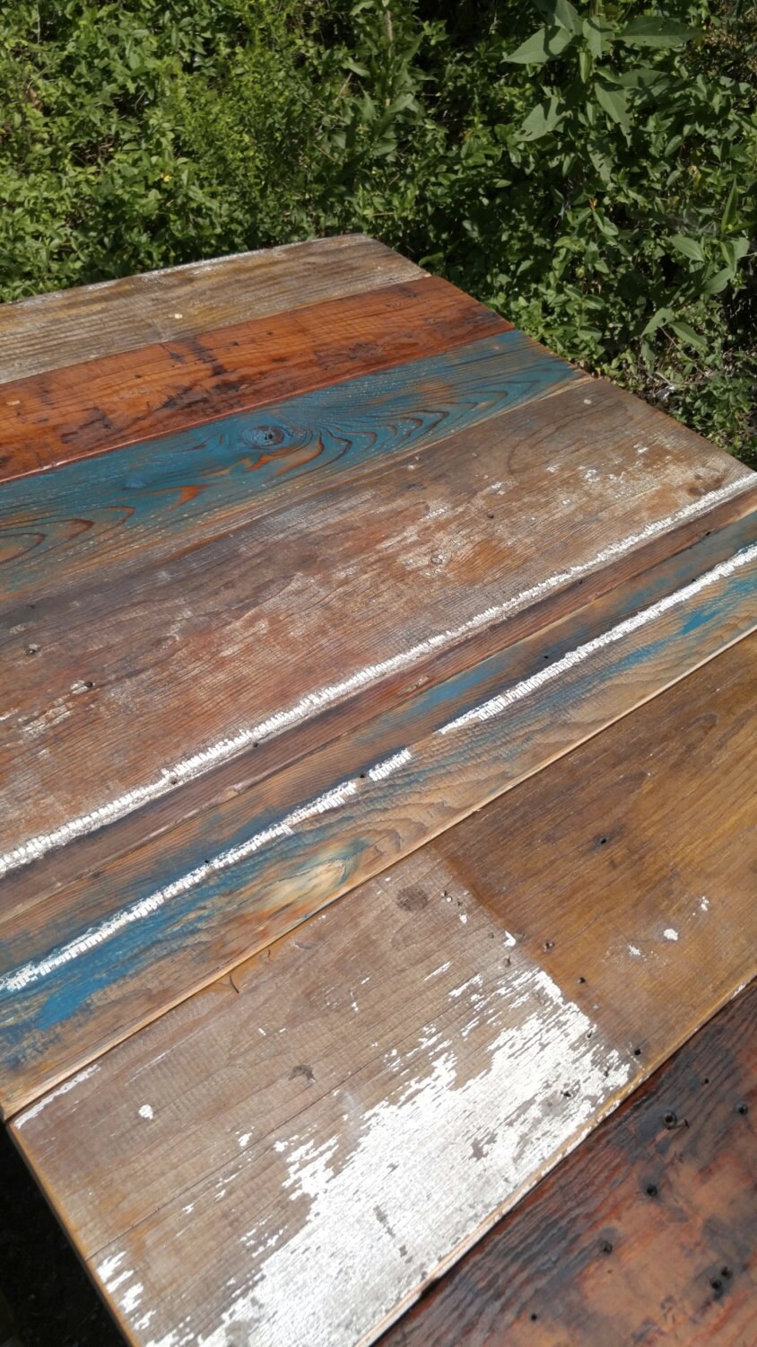 Rustic Beach Shack Table With Wooden Trestle Base - Etsy