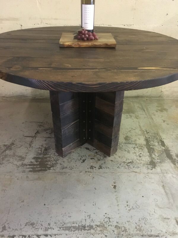 Wooden Circle-shaped Dining Table the Rustic | Etsy