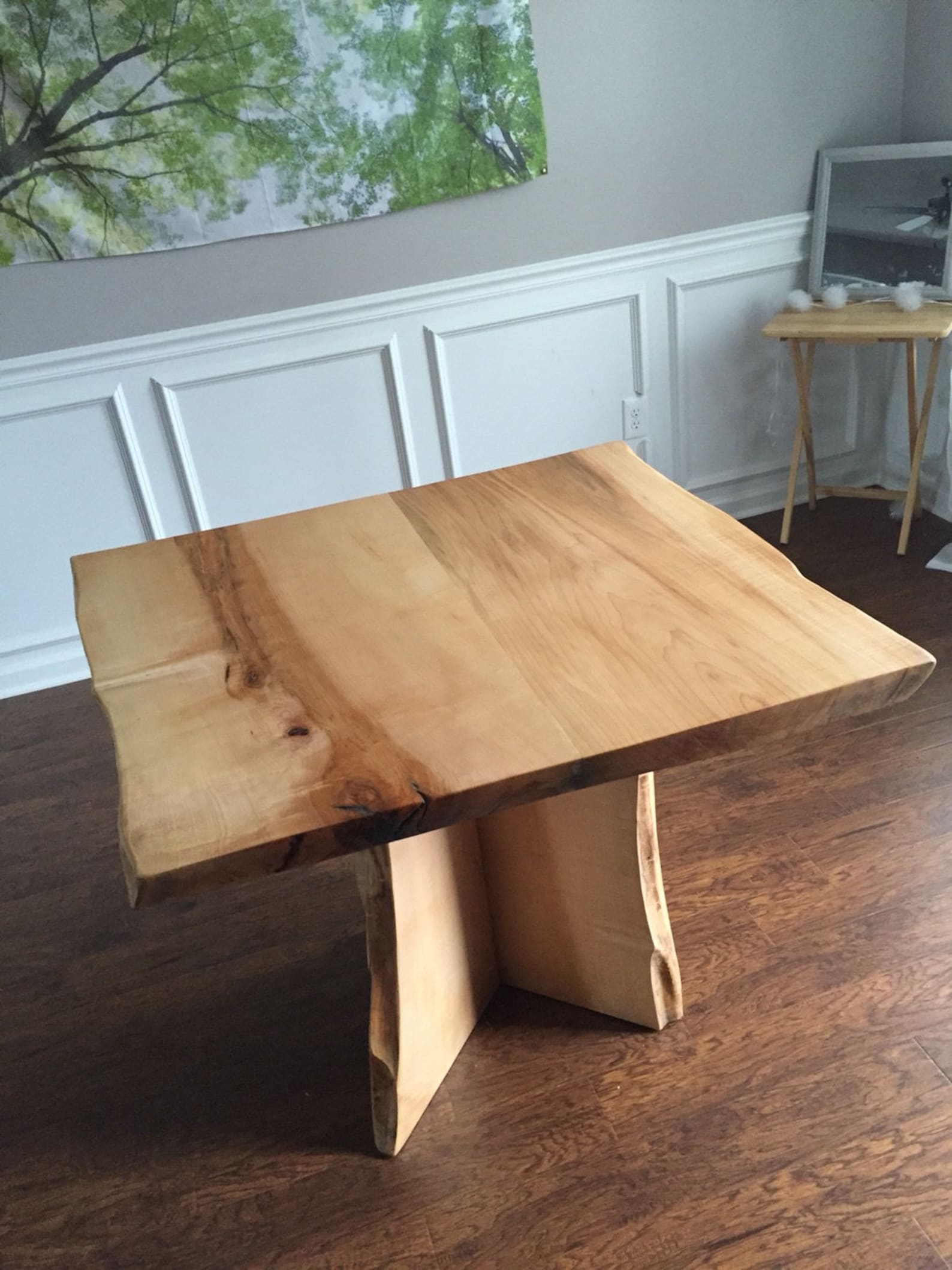 Live Edge Square Table Hard Maple With Wooden X-leg | Etsy