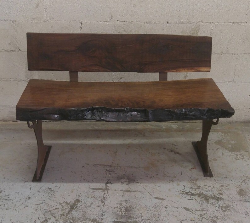Slab Bench Black Walnut With Live Edge Backrest - Etsy Canada