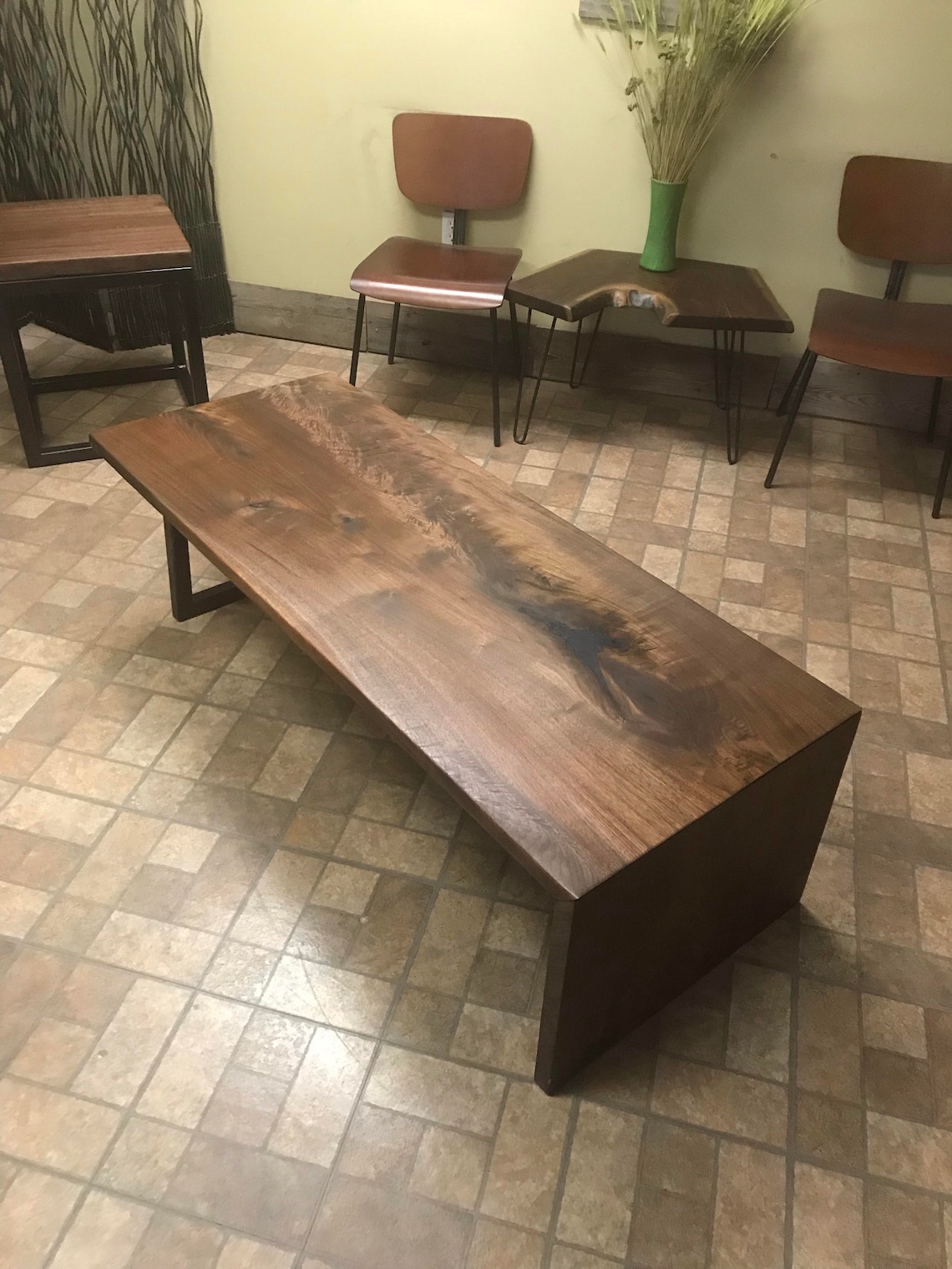 The Walnut Waterfall Black Walnut Slab Coffee Table With | Etsy