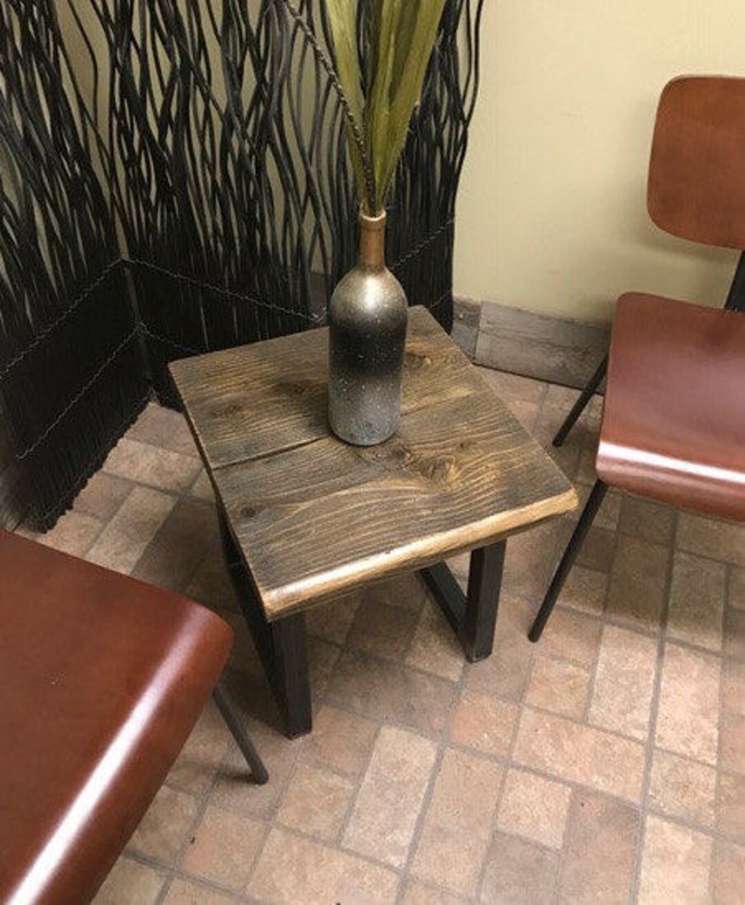 Rustic Side/end Table/stool With Metal Legs and Reclaimed Wood - Etsy