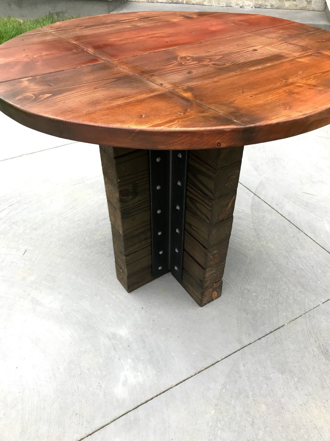 Wooden Circle-Shaped Dining Table The Rustic | Etsy