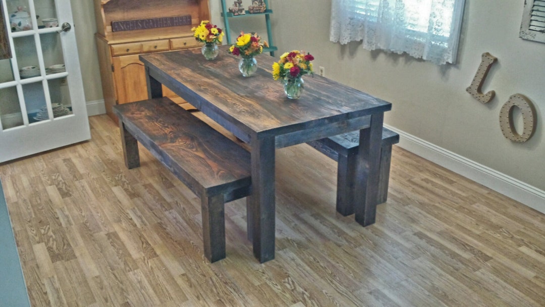 Rustic Wooden Pub Style Dining Table Set With Espresso Stain - Etsy