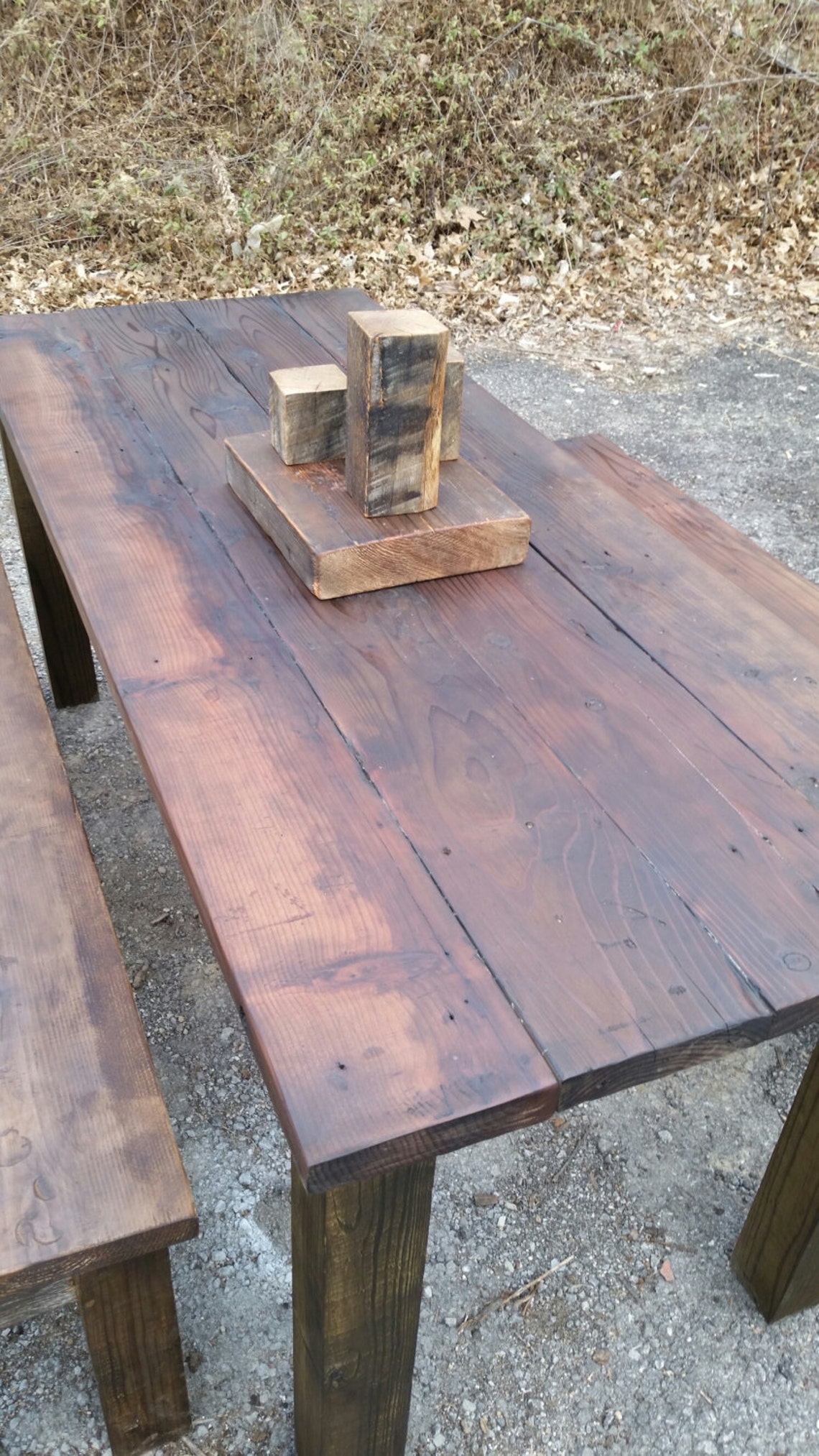 The Pub Table Set Wooden Table and 2 Benches | Etsy