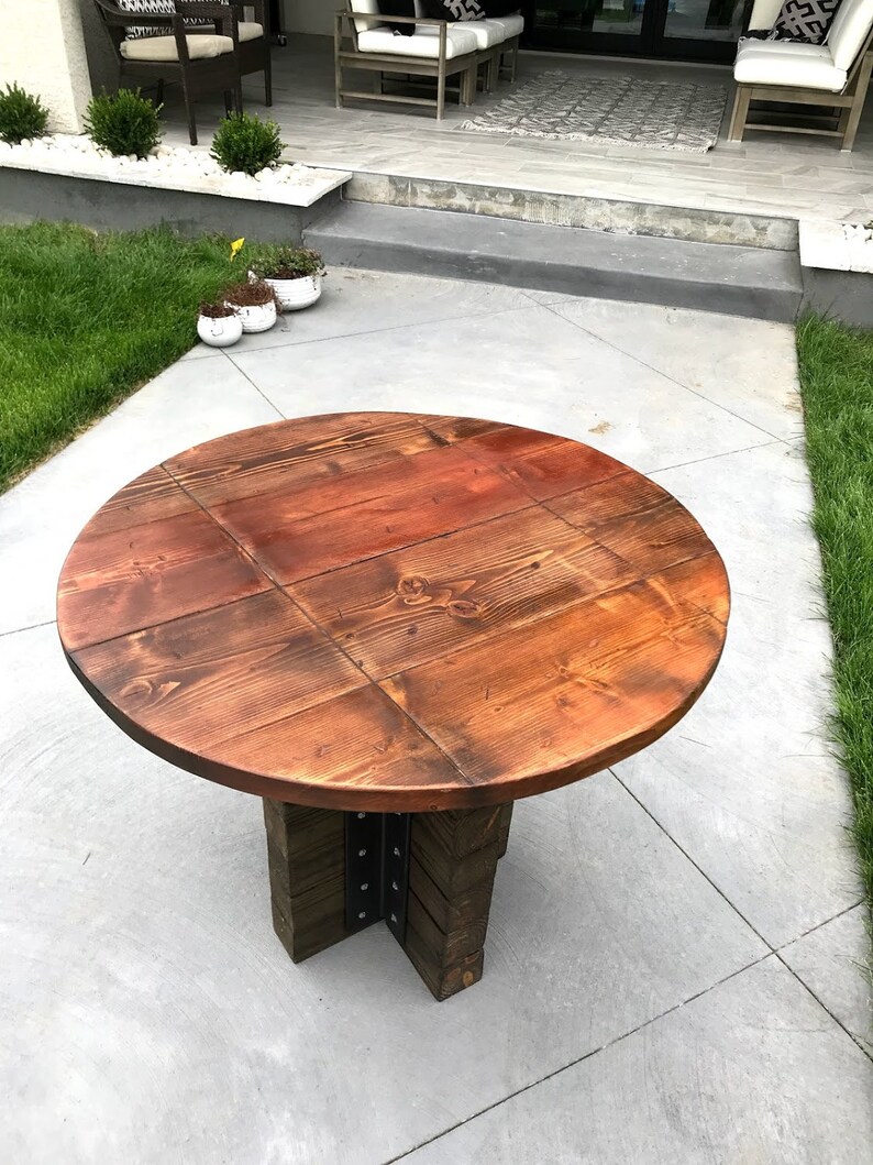 Wooden Circle-shaped Dining Table the Rustic - Etsy