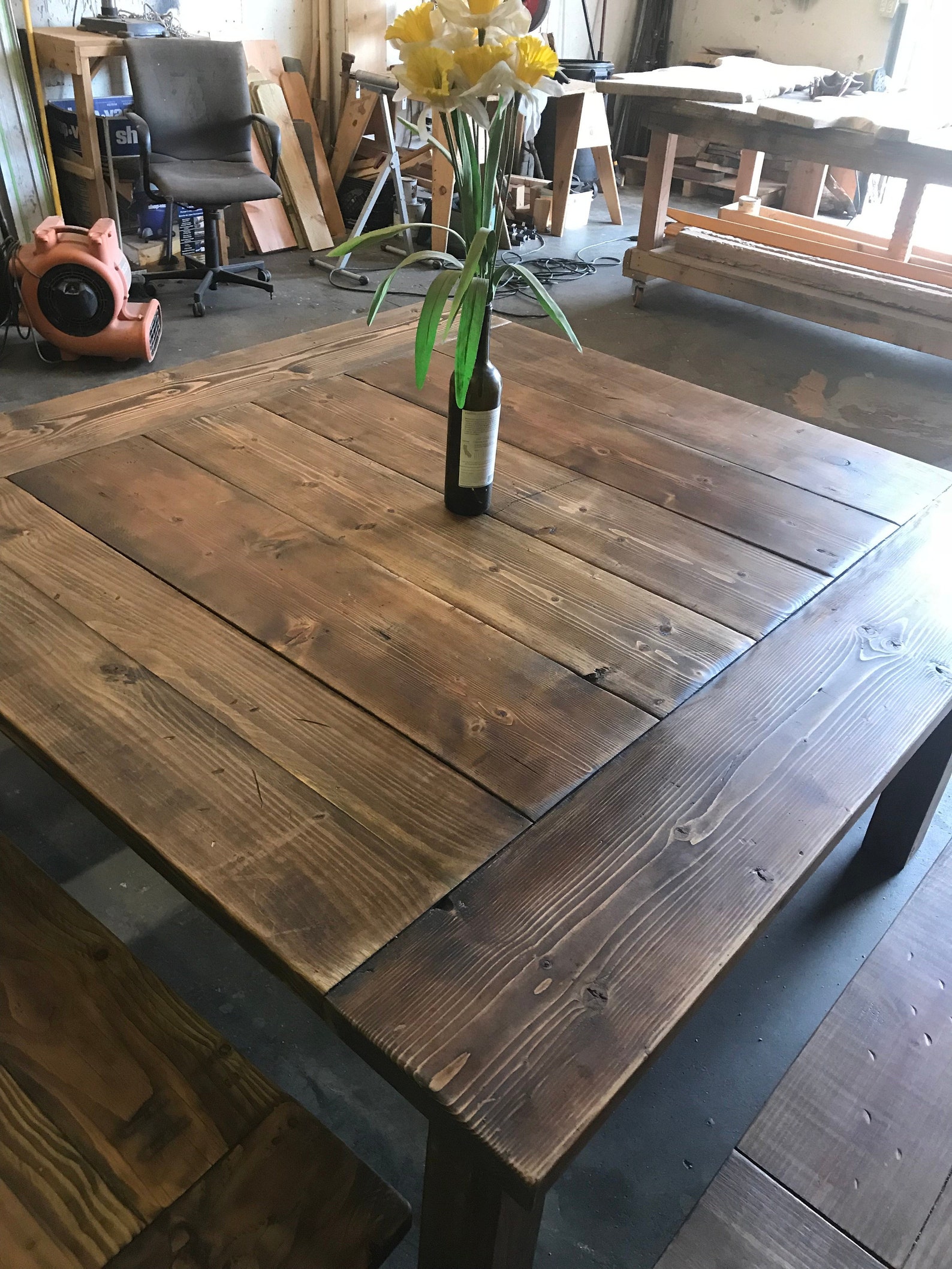 The Farmhouse Square-- Farmhouse Table With Benches Sold Seperatly - Etsy