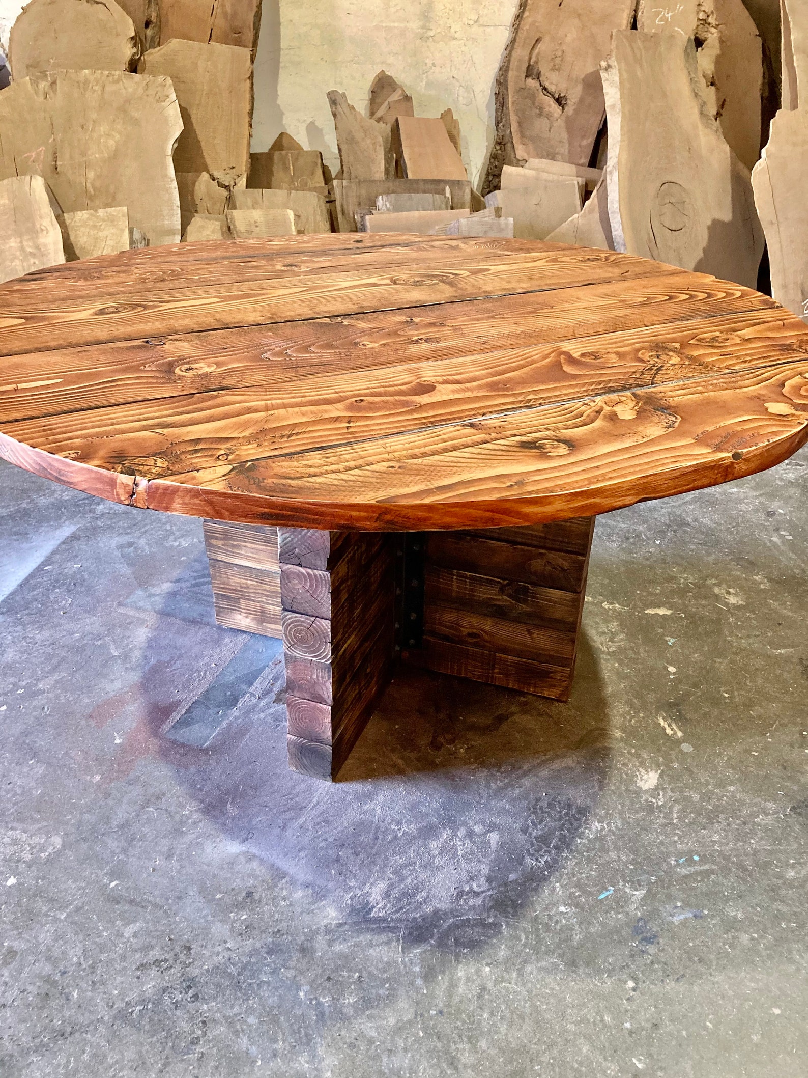 Wooden Circle-shaped Dining Table the Rustic - Etsy