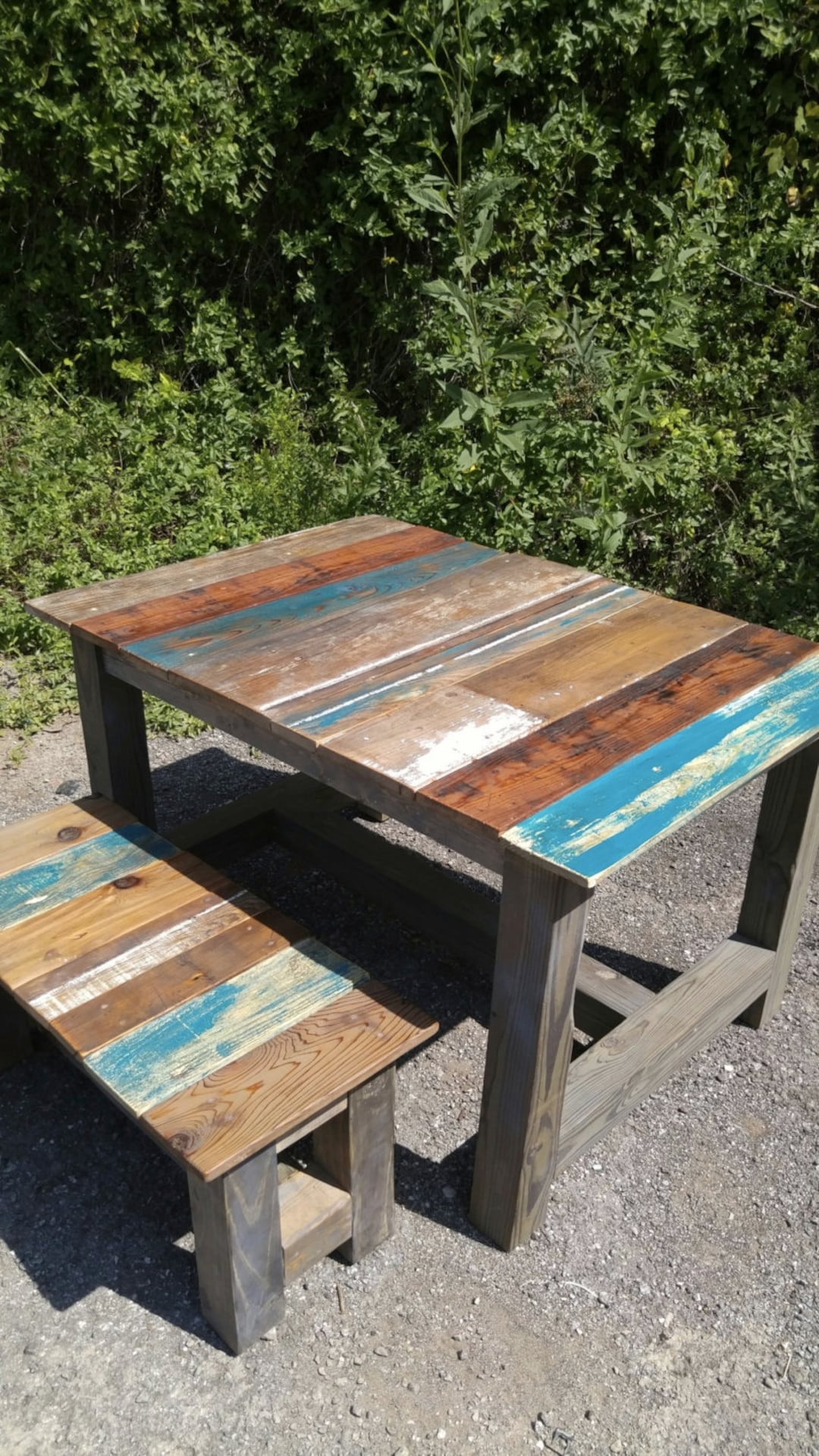 Rustic Beach Shack Table With Wooden Trestle Base - Etsy