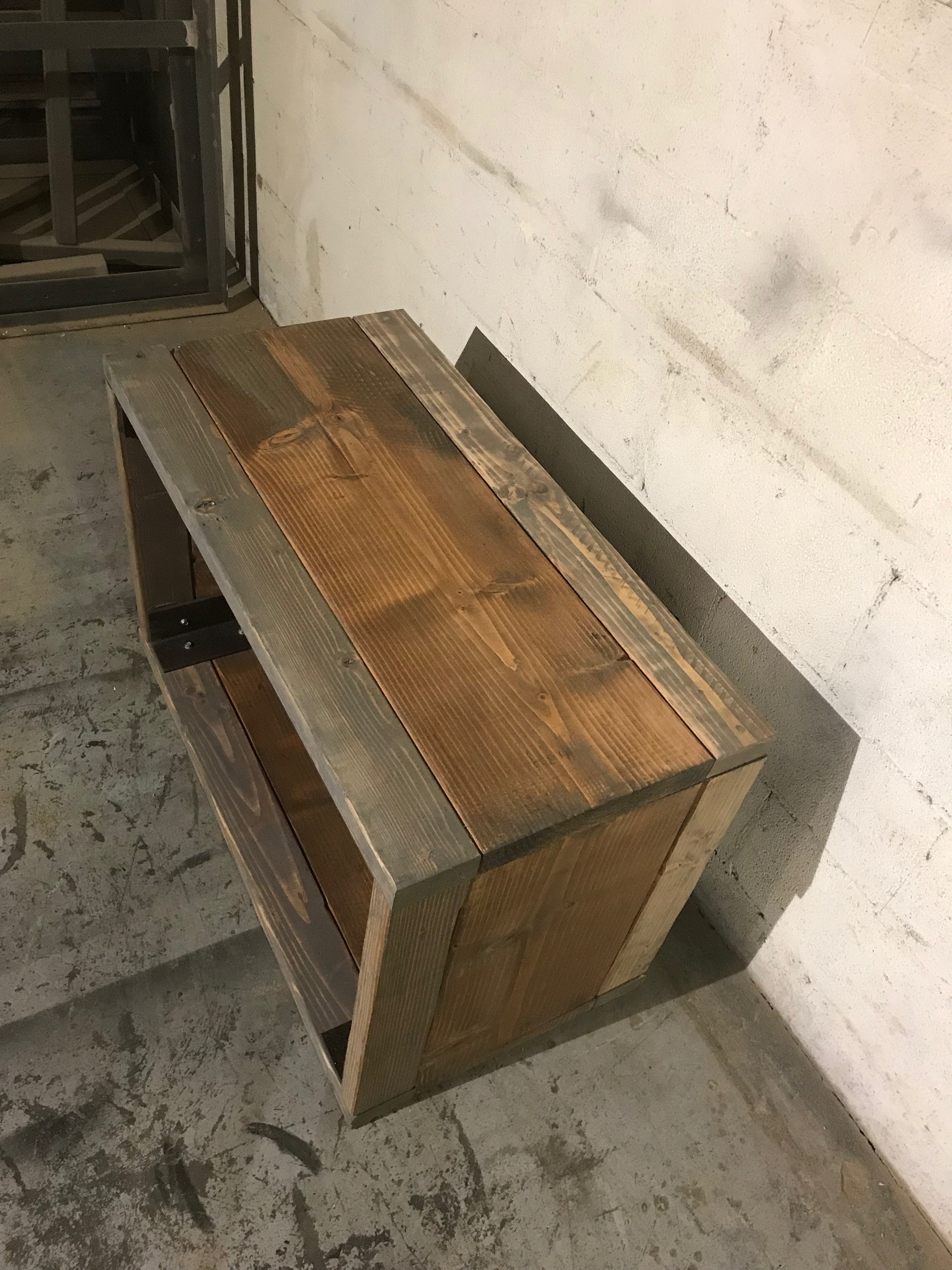 Rustic Aged Three Toned Wooden Shelving Unit TV Stand | Etsy