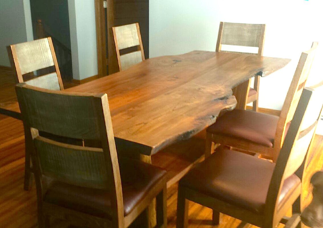 Live Edge Elm Slab Dining Table With Slab Legs and Wooden Slab | Etsy