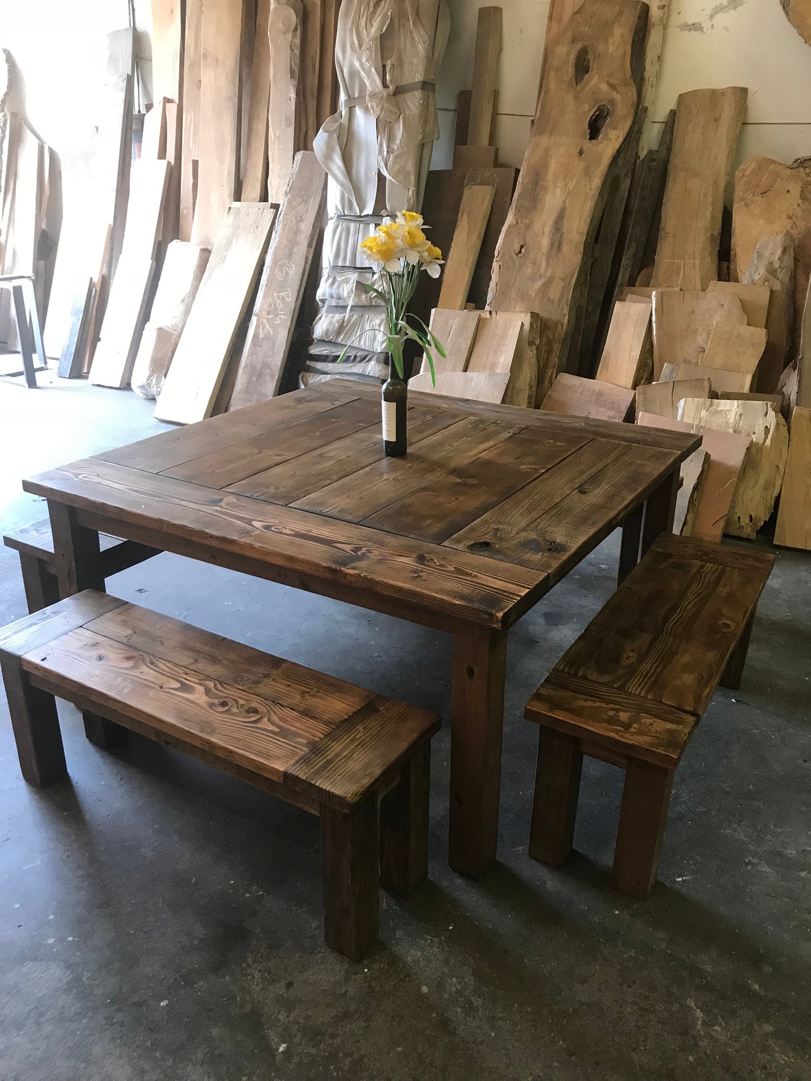 The Farmhouse Square-- Farmhouse Table With Benches Sold Seperatly - Etsy