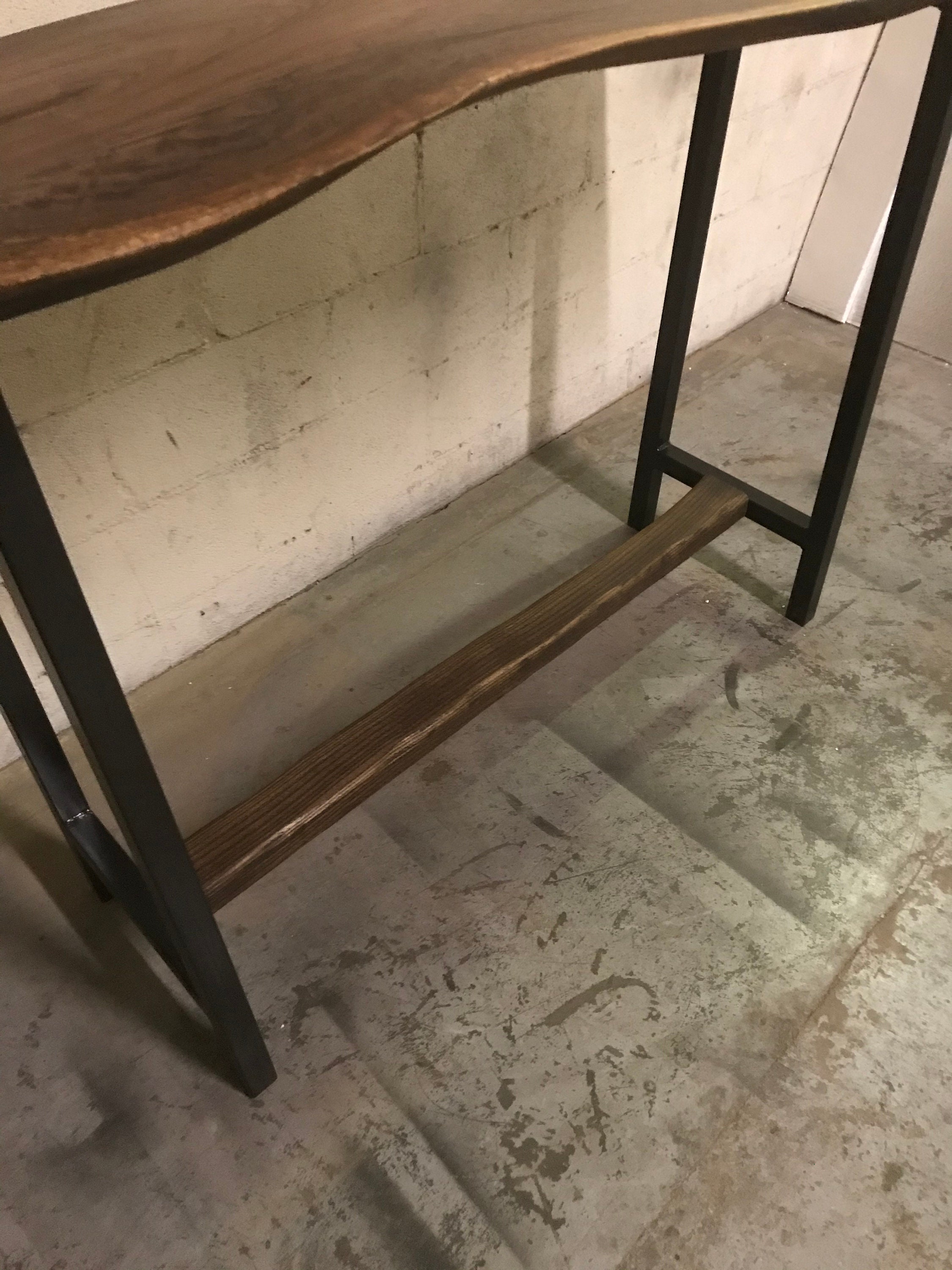 Live Edge Slab Walnut Bar With Crossbeam Support and Metal - Etsy