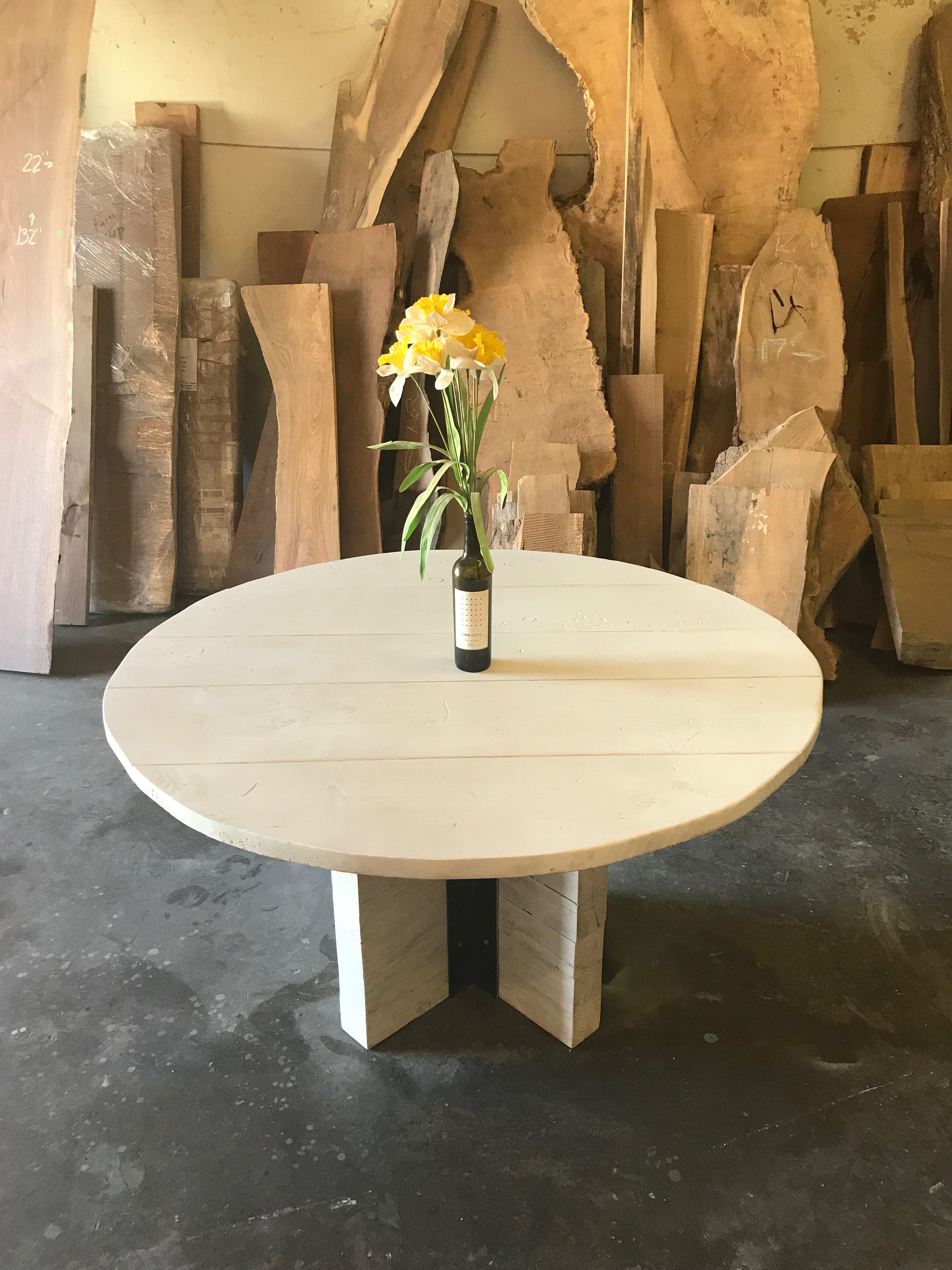 Wooden Circle-shaped Dining Table the Rustic | Etsy