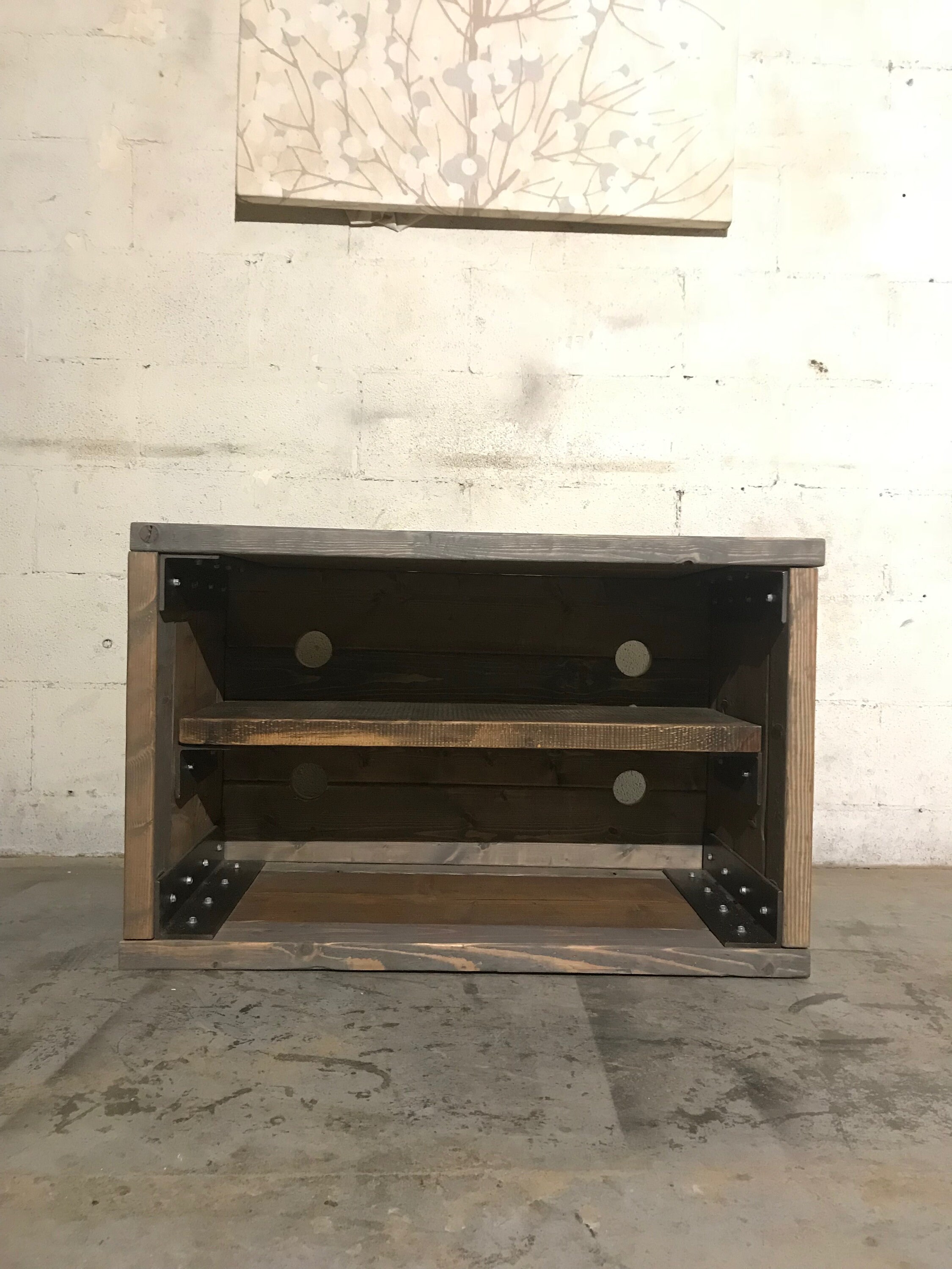 Rustic Aged Three Toned Wooden Shelving Unit TV Stand | Etsy