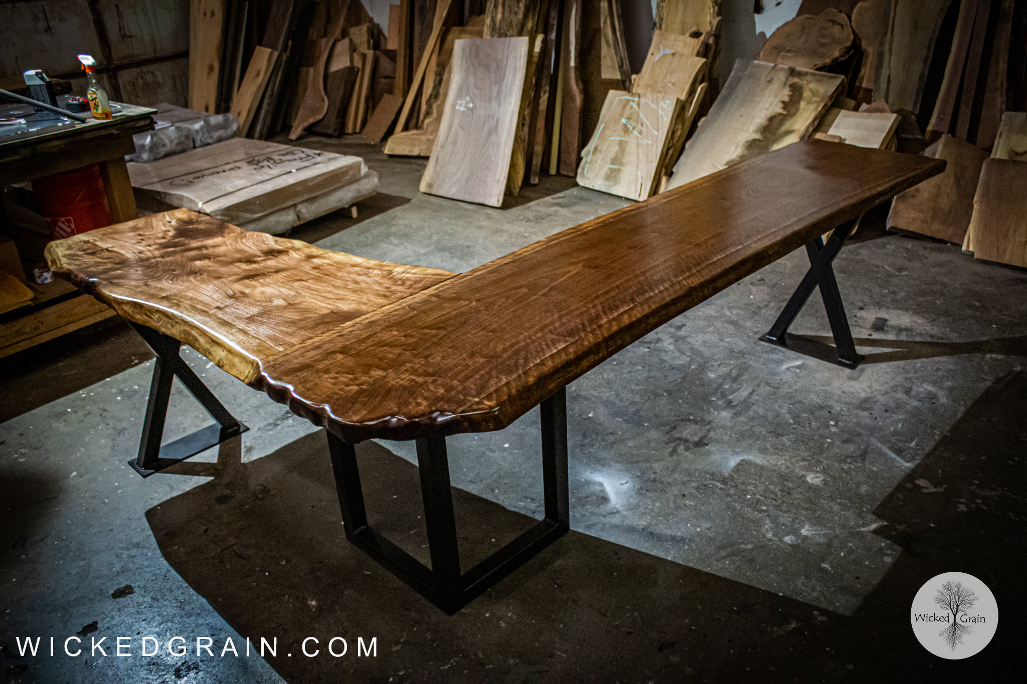 L Shaped Desks Made From Your Choice of Live Edge Slabs Etsy