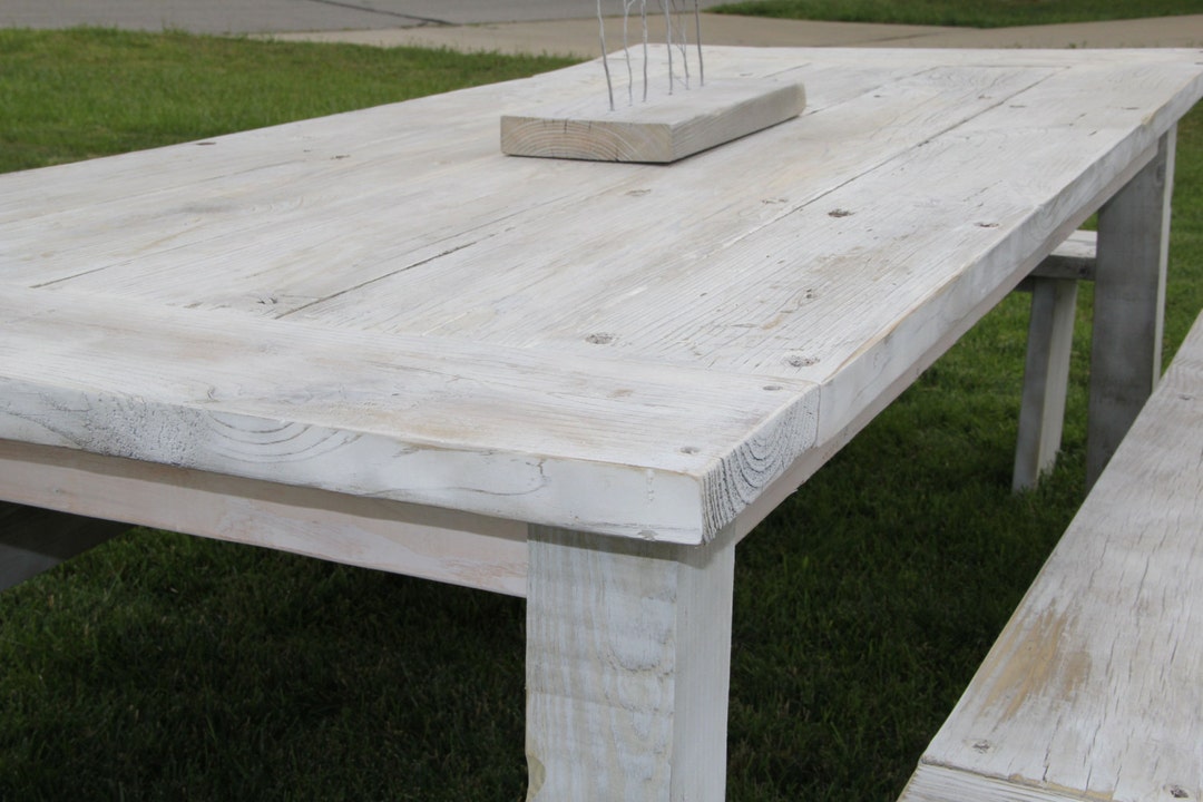 Farmhouse Table White Wash Kansas Reclaimed Wood - Etsy