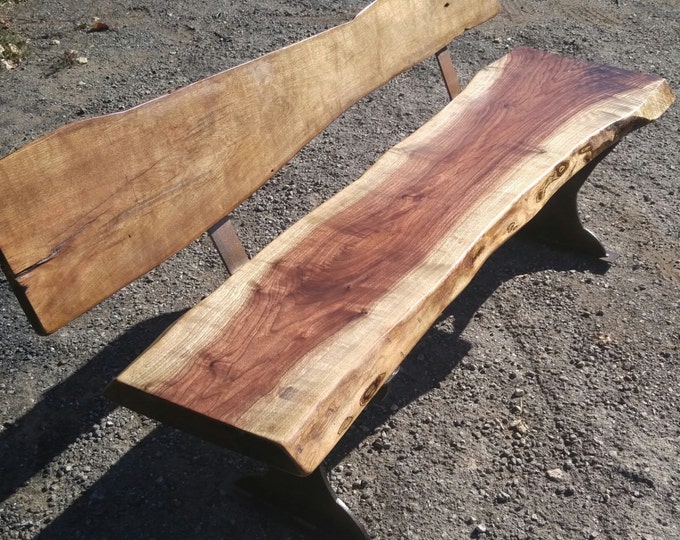 Live Edge Bench With Back - Etsy