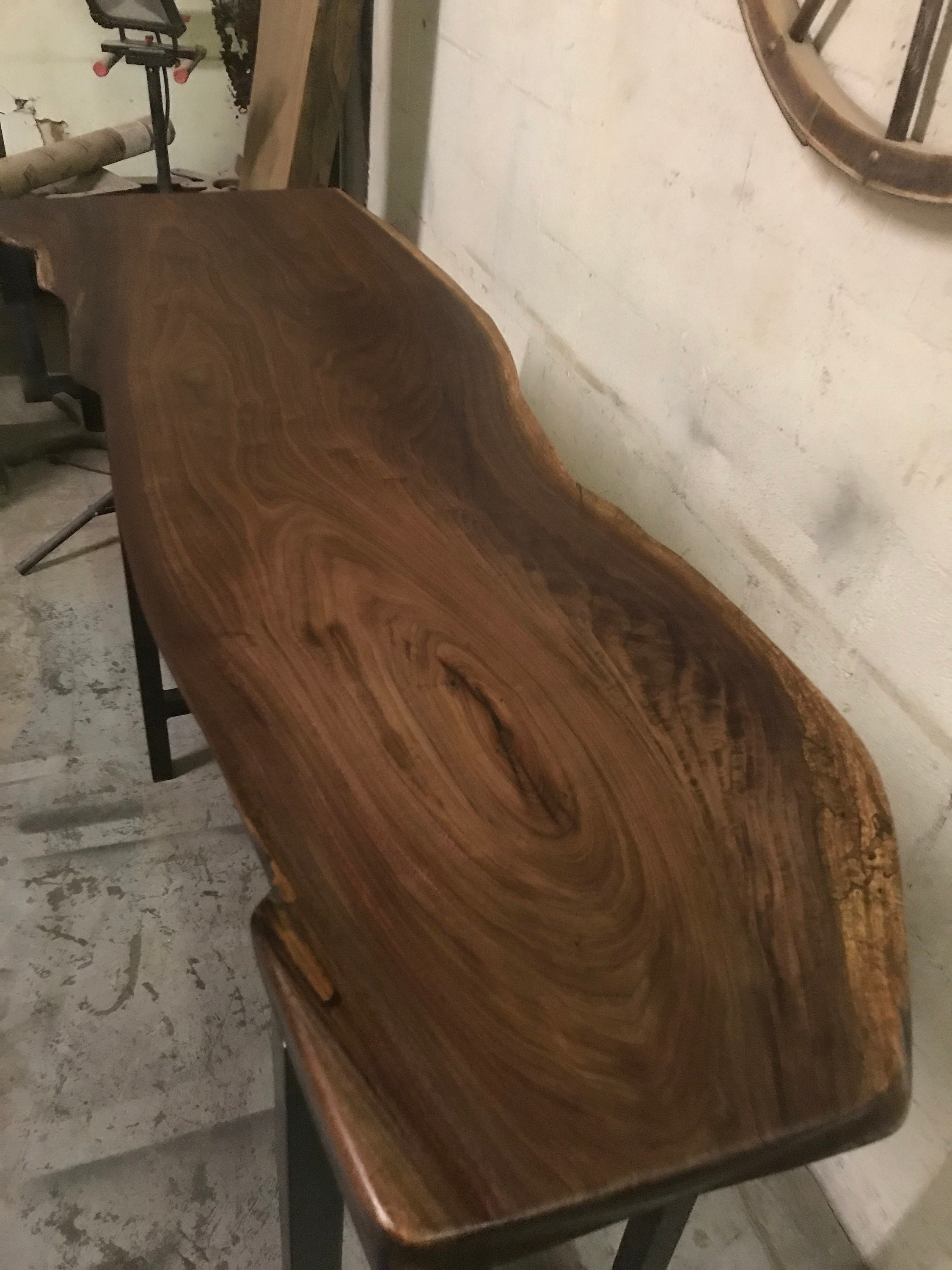 Live Edge Slab Walnut Bar With Crossbeam Support and Metal - Etsy