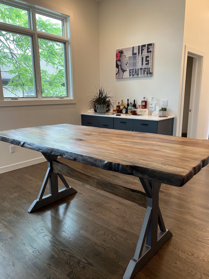 Live Edge Spalted Sycamore Trestle Table - Etsy