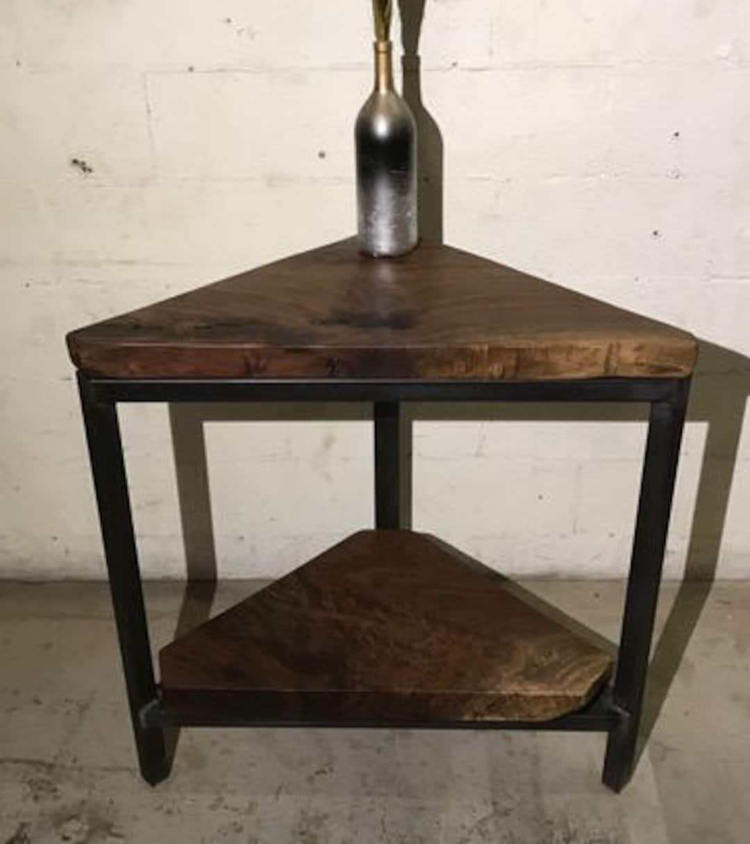 Corner Stand Black Walnut Industrial Style With Metal Base - Etsy