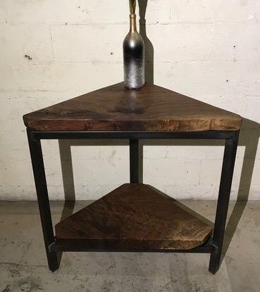 Corner Stand Black Walnut Industrial Style With Metal Base | Etsy