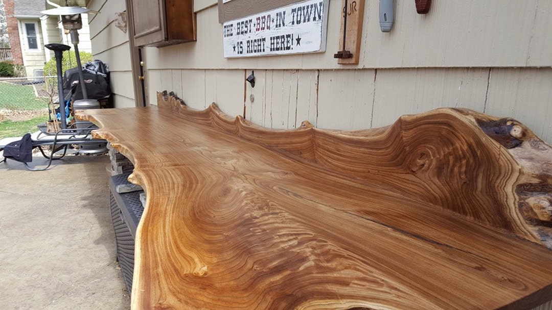 Live Edge Elm Bar With Backsplash- the Baller - Etsy