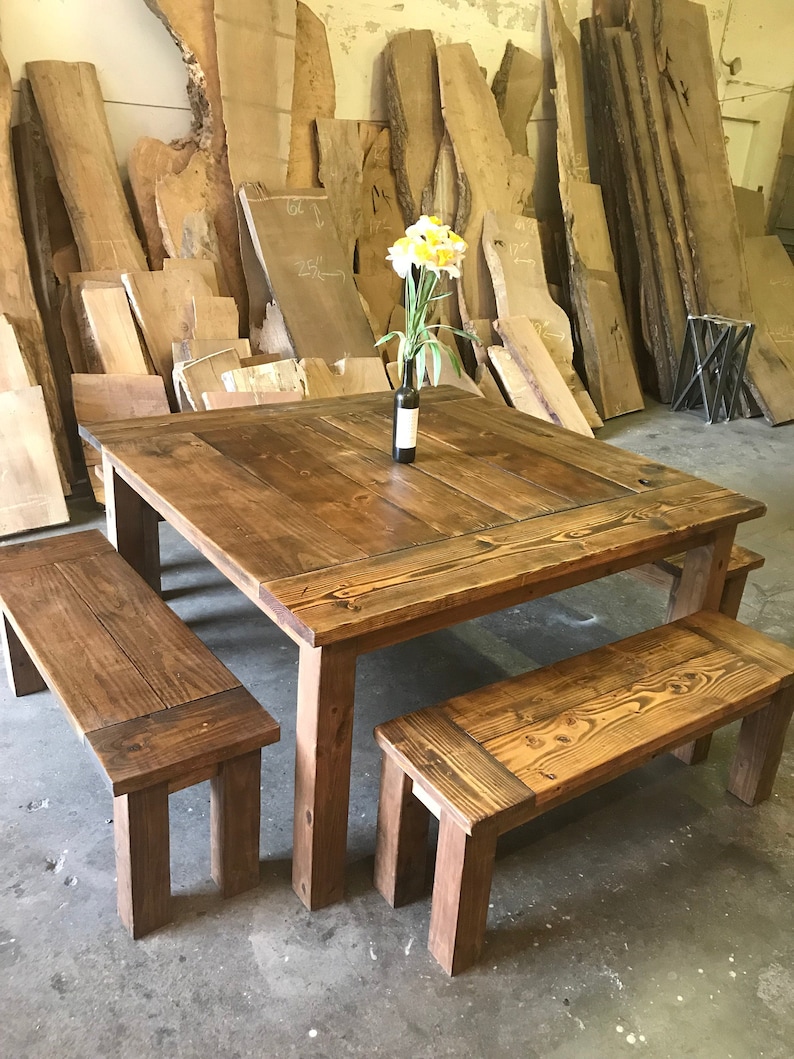 The Farmhouse Square-- Farmhouse Table With Benches Sold Seperatly - Etsy