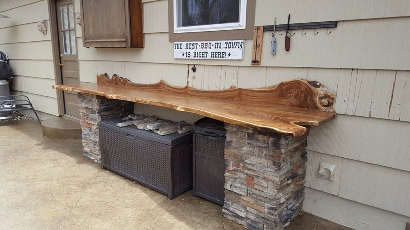 Live Edge Elm Bar With Backsplash- the Baller - Etsy