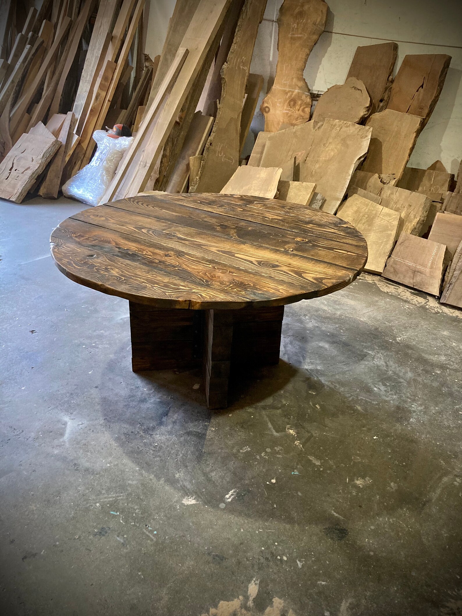 Wooden Circle-shaped Dining Table the Rustic - Etsy