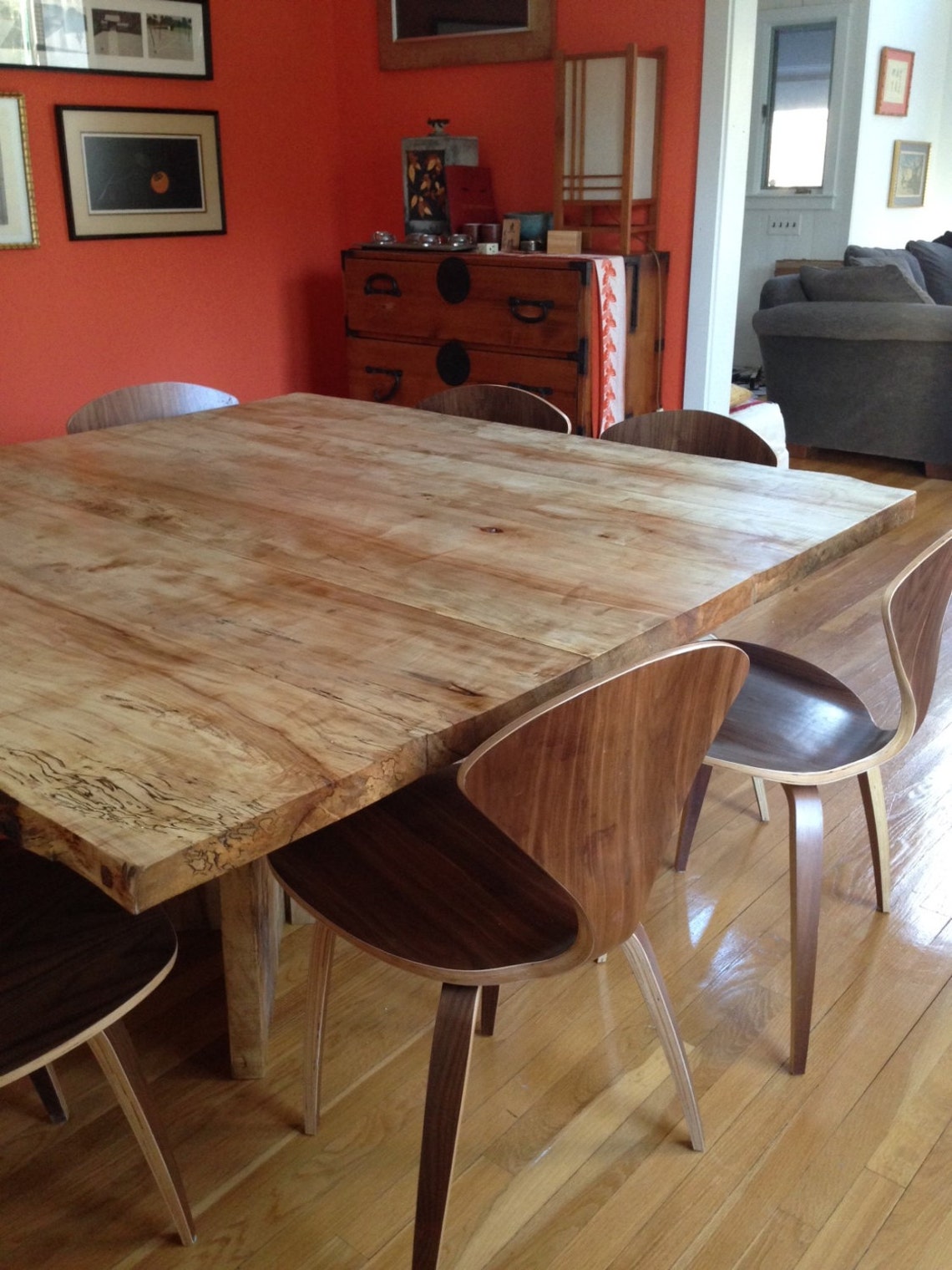 Live Edge Square Table Hard Maple With Wooden X-leg | Etsy