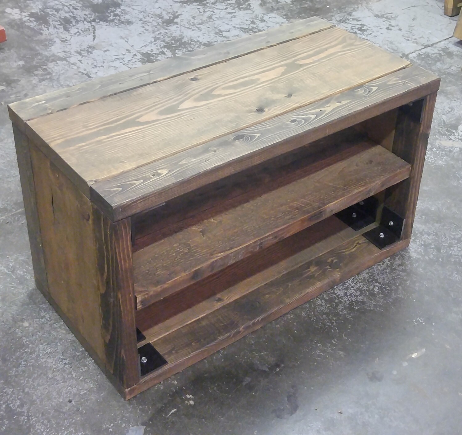 Rustic Aged Three Toned Wooden Shelving Unit TV Stand | Etsy