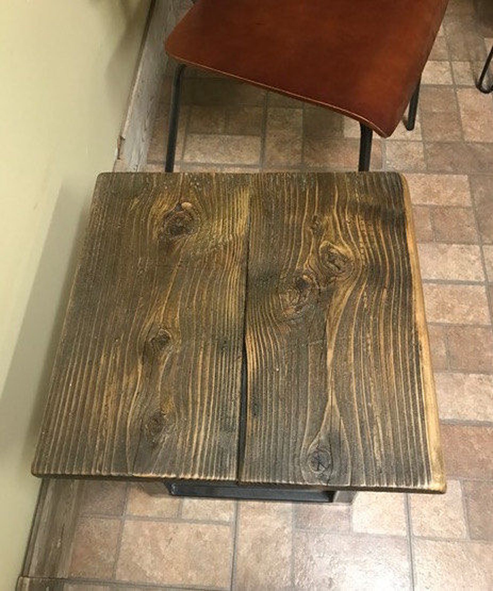 Rustic Side/end Table/stool With Metal Legs and Reclaimed Wood - Etsy