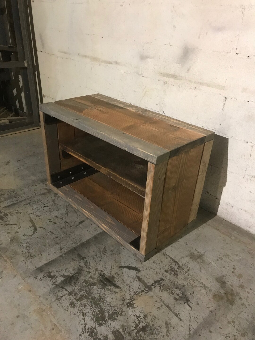 Rustic Aged Three Toned Wooden Shelving Unit, TV Stand, Entertainment ...
