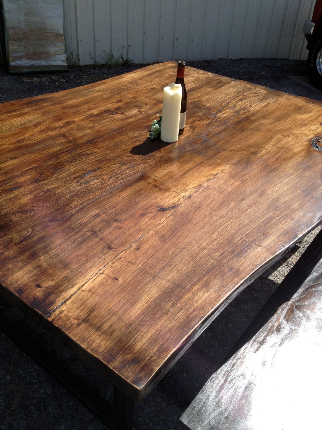 Live Edge Elm Slab Table Shot of Espresso | Etsy
