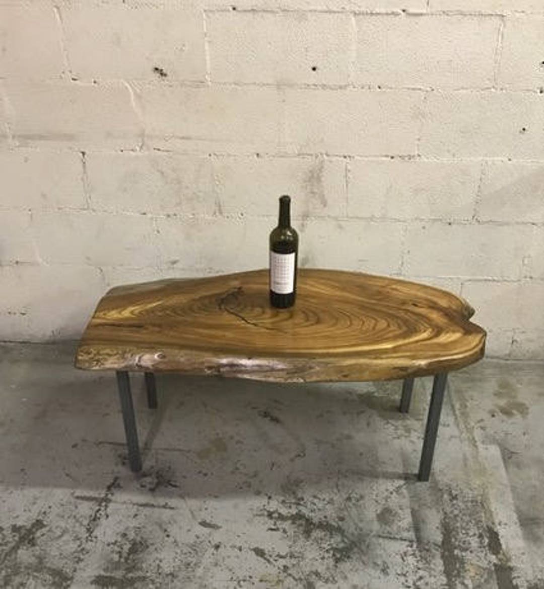 Live Edge Slab Coffee Table With Contemporary Style Metal Legs - Etsy