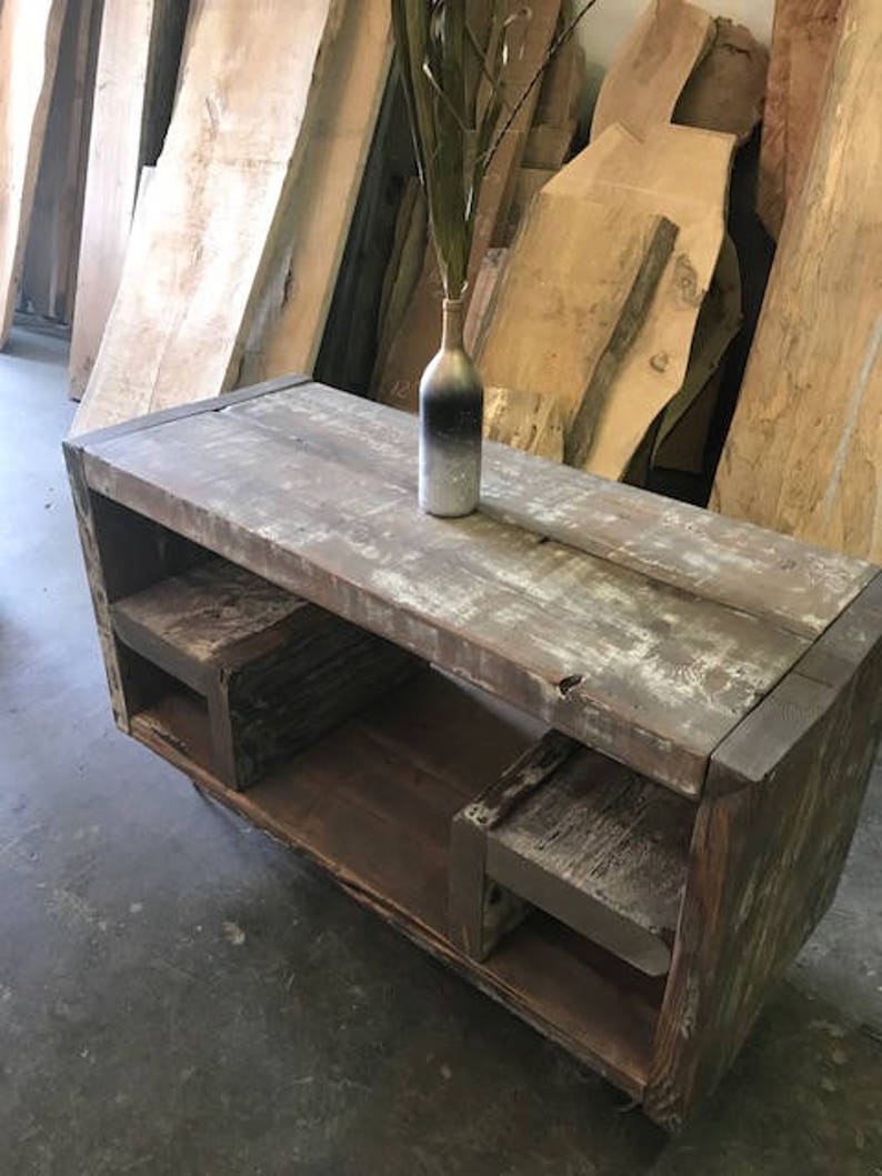 Wooden Console Table Made From Rustic Reclaimed 3 Thick | Etsy