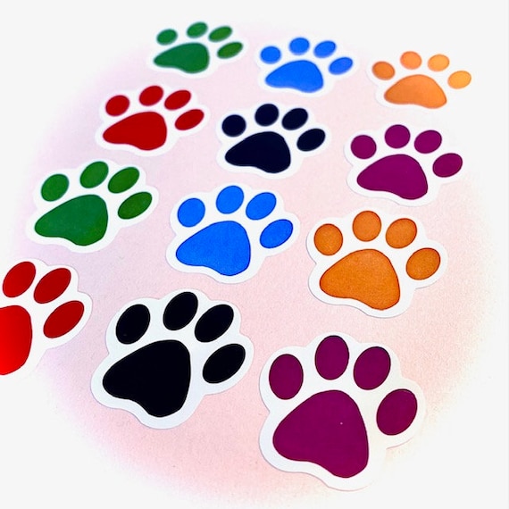 Paw Stickers Mixed Colour Paw Print Pet Stickers Dog Paw | Etsy