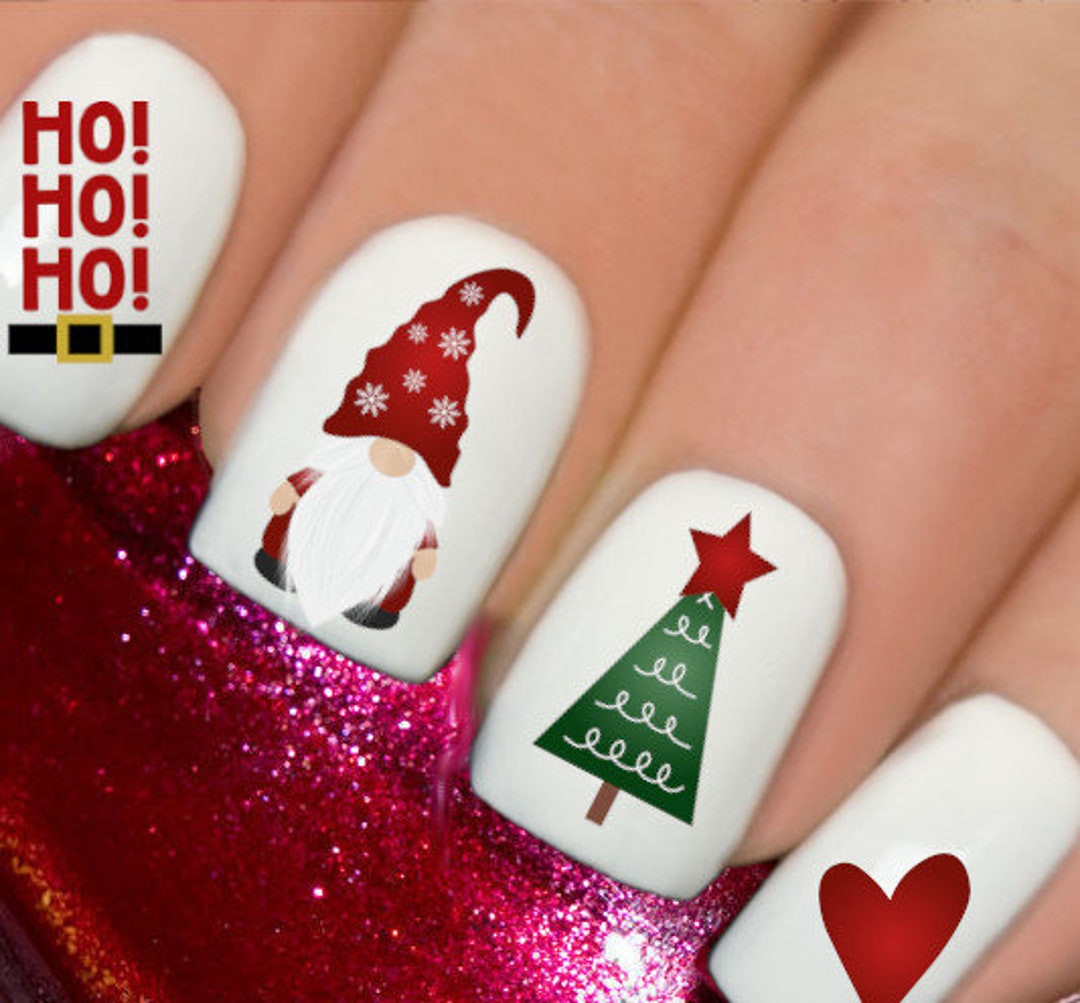 Christmas Nails Gonk Nails Santa Nails Water Stickers Transfers Decals ...