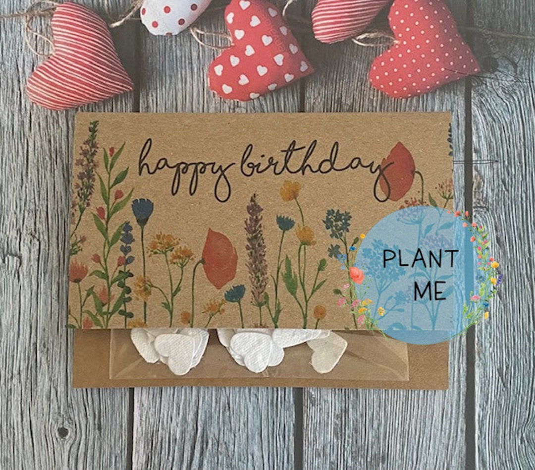 Happy Birthday Card - Seeded Wildflower Card - Plantable Seed Card ...