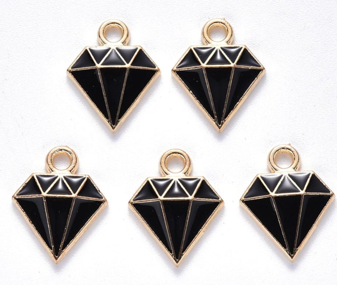 Black Gold Enamel Diamond Charms Charm Beads - Diamond Charms ...