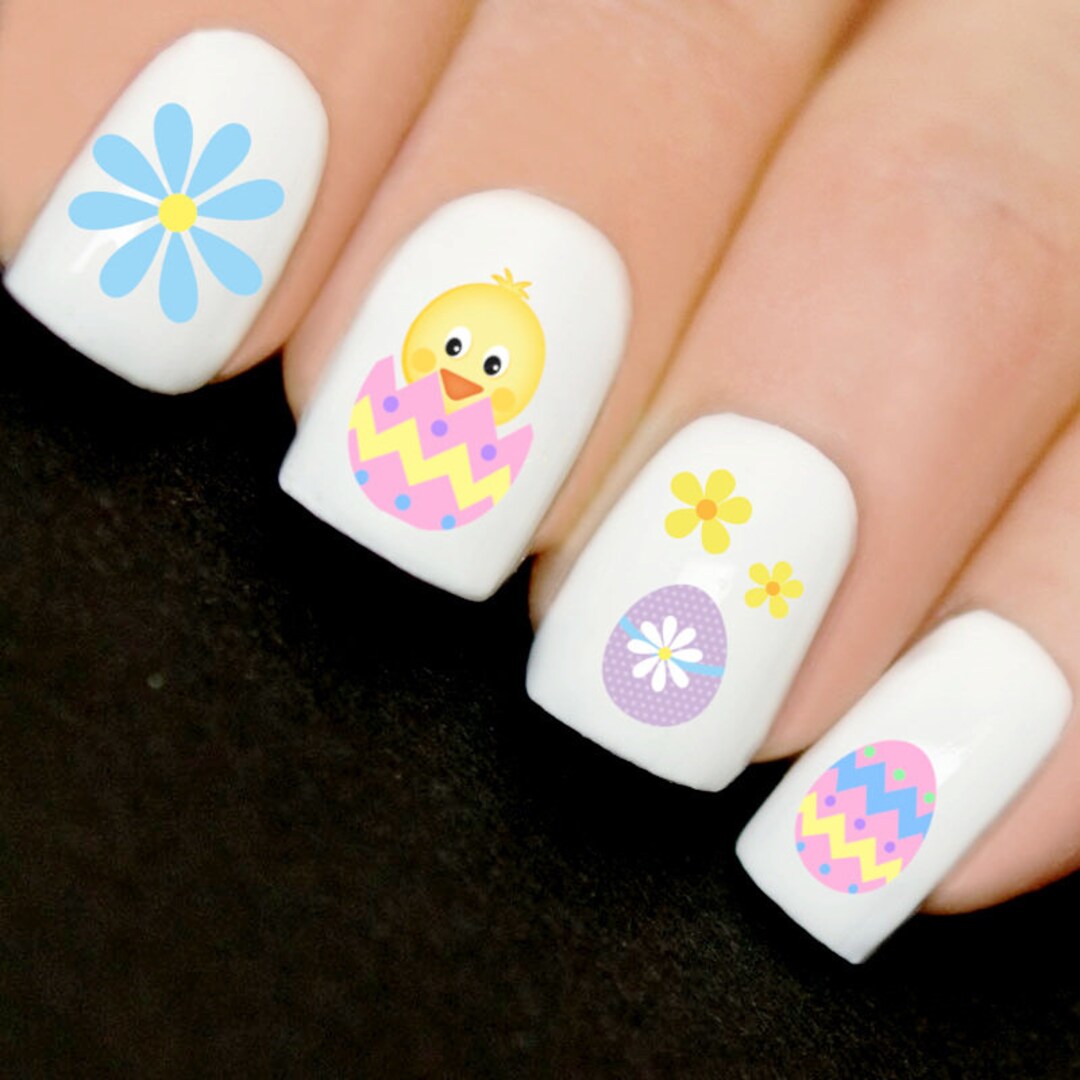 Easter Nails Easter Basket Bow Chick in Egg Nails Nail Art - Etsy