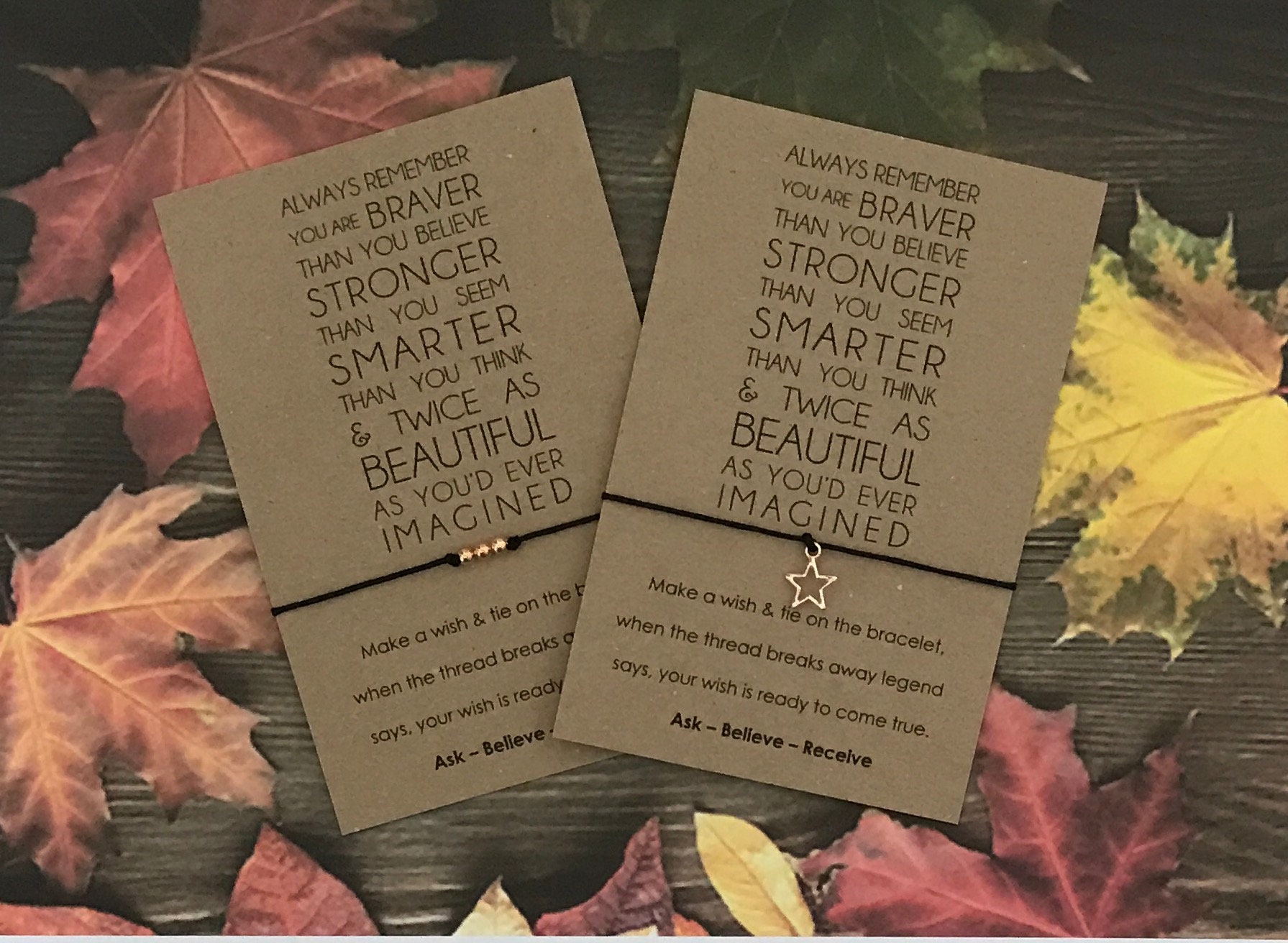 Friendship You Are Braver Inspirational Quote Card Wish String | Etsy